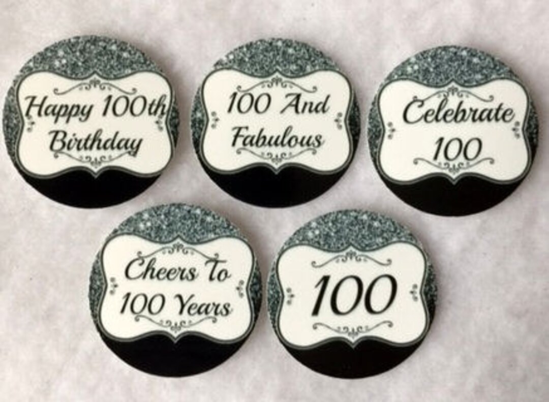 Set of 50/100/150/200 Personalized 100th Birthday Party 1 Inch Circle ...