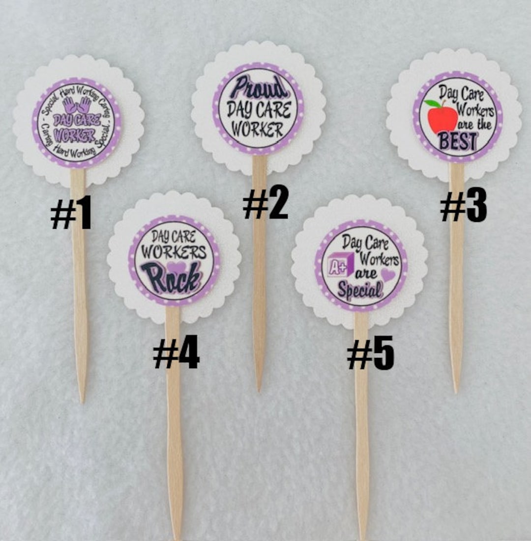Set of 12 Personalized Day Care Worker Cupcake Toppers your Choice of ...