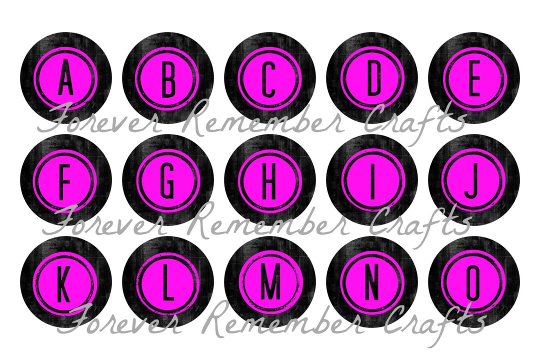INSTANT DOWNLOAD Full Alphabet Font 1 Inch Bottle Cap Image - Etsy