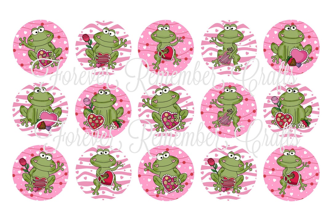 INSTANT DOWNLOAD Valentine's Day Frogs 1 Inch Bottle Cap - Etsy