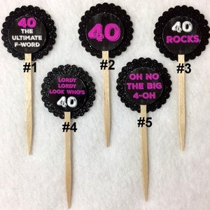 Set of 12 40th Birthday Party Chalkboard & Pink With Black - Etsy