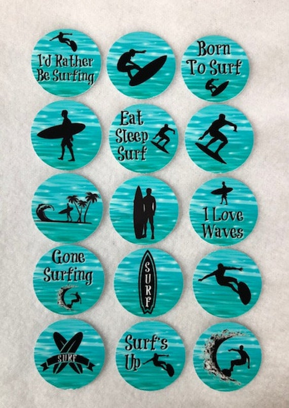 Set of 50/100/150/200 Surfing Surfer 1 Inch Confetti Circles | Etsy