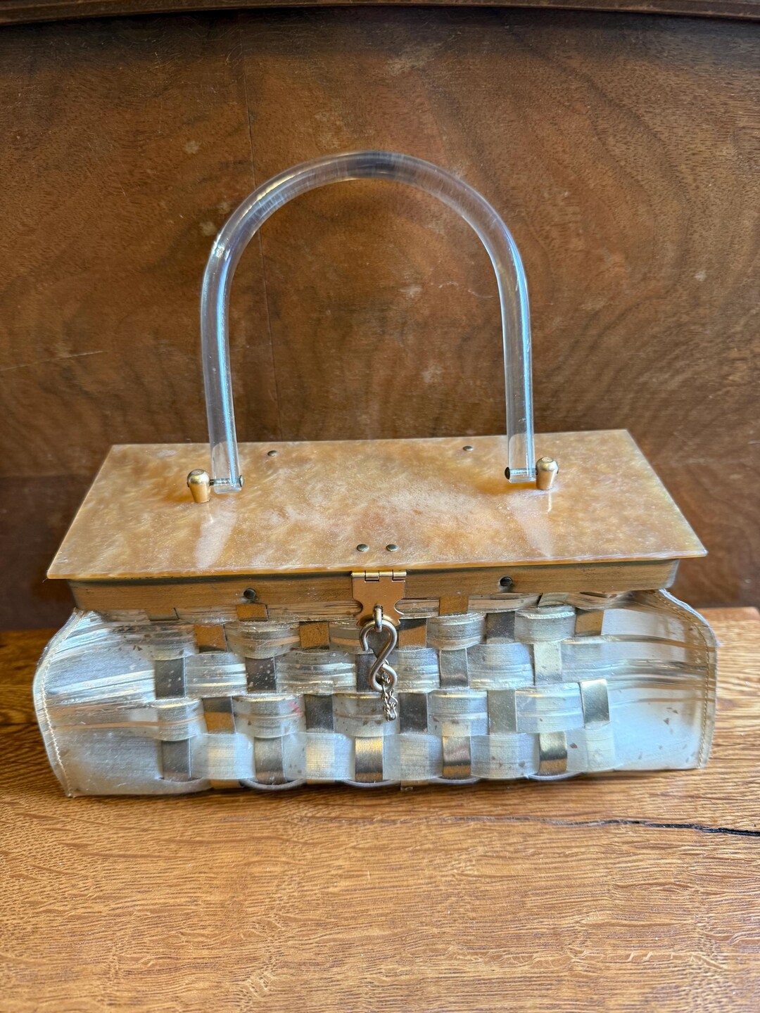 Miami Stylecraft 1950s Silver and Gold Flexible Bend Basketweave Purse ...