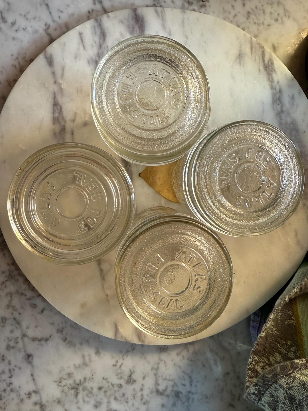 Four Vintage Atlas EDJ Glass Seal Lids - Etsy