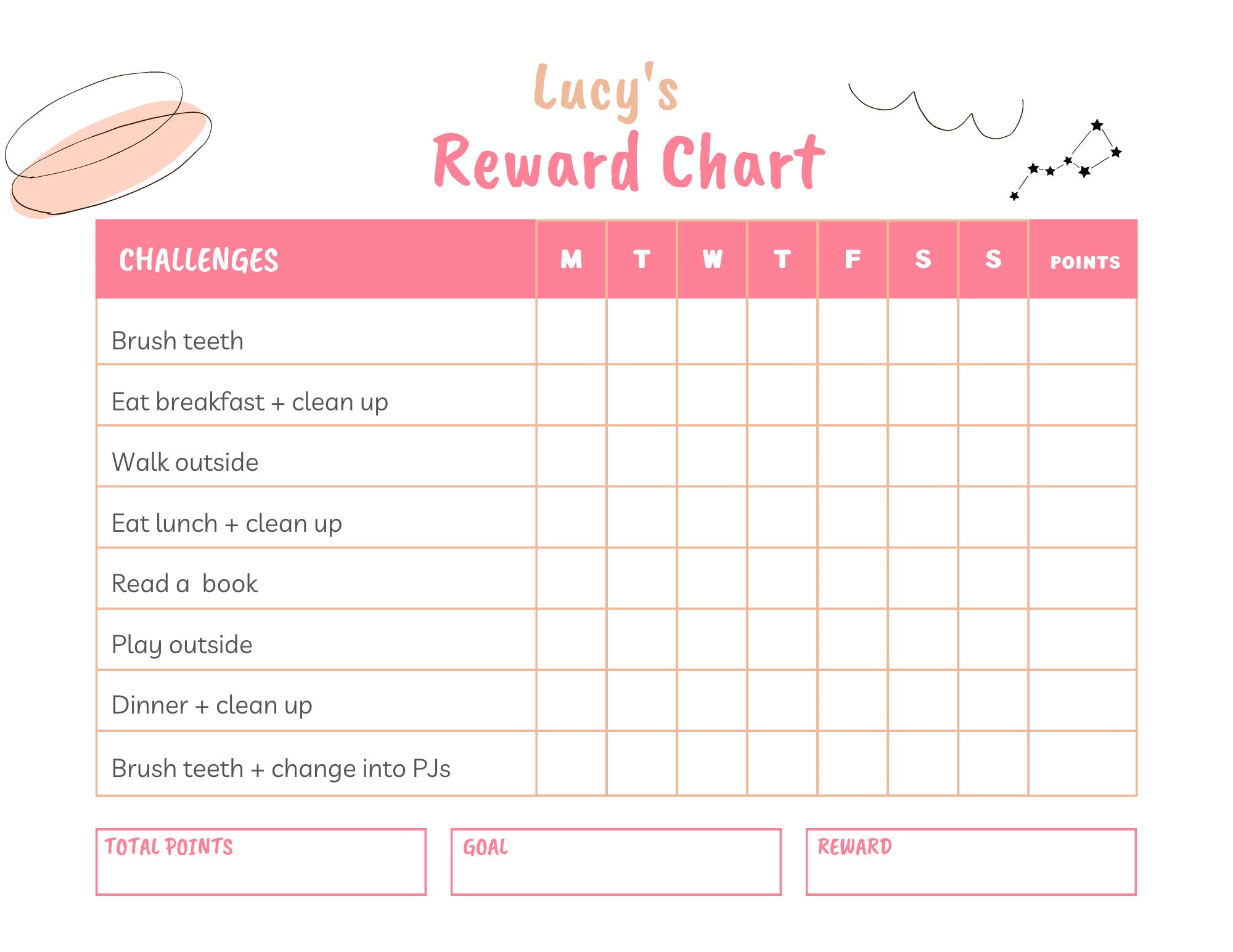 Personalised Children's Reward Chart DIGITAL DOWNLOAD - Etsy