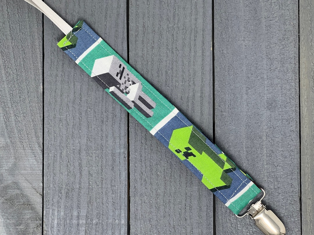 Minecraft Pacifier Clip / 8 Bit / Universal Fabric Binky Holder - Etsy