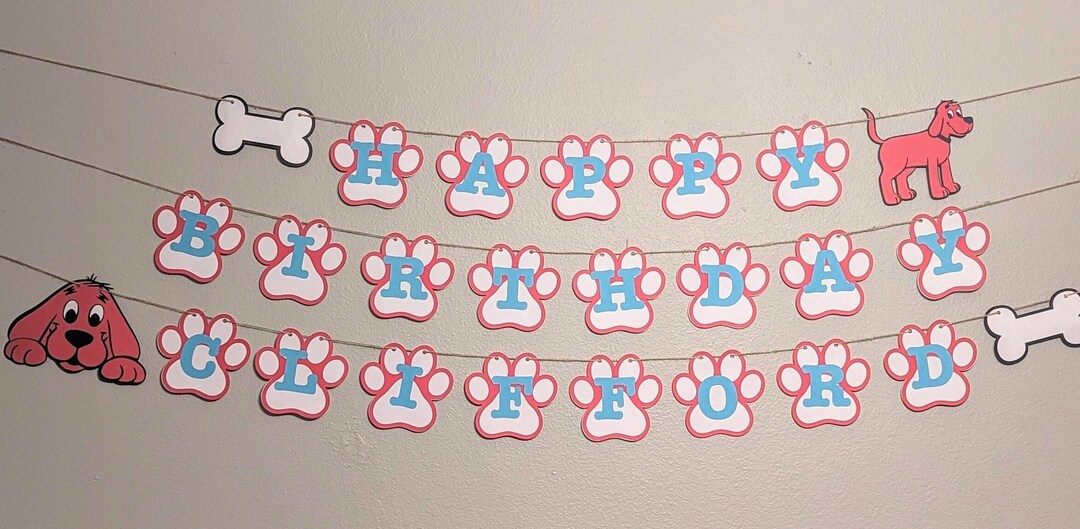 Clifford the Big Red Dog Name Birthday Banner / Custom / High Quality ...