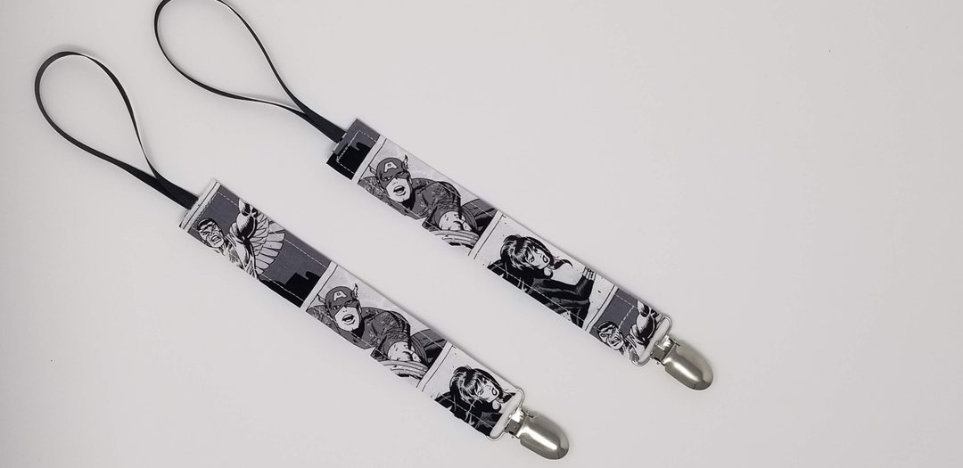 Avengers Pacifier Clip / Grey Scale Binky Holder - Etsy
