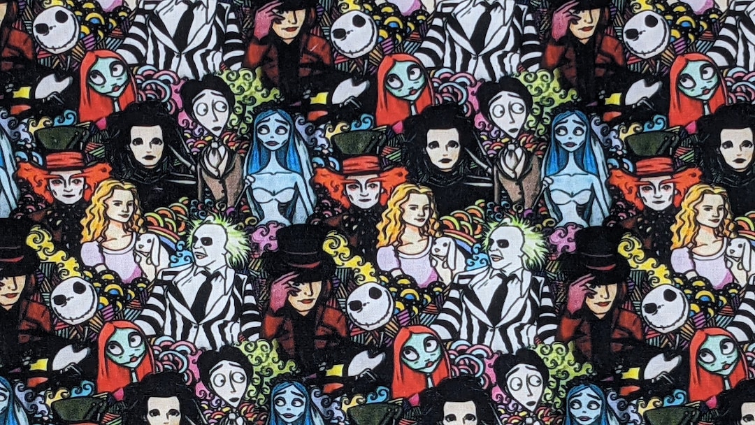 Tim Burton Character Cotton Fabric / Fat Quarter / by the Yard - Etsy