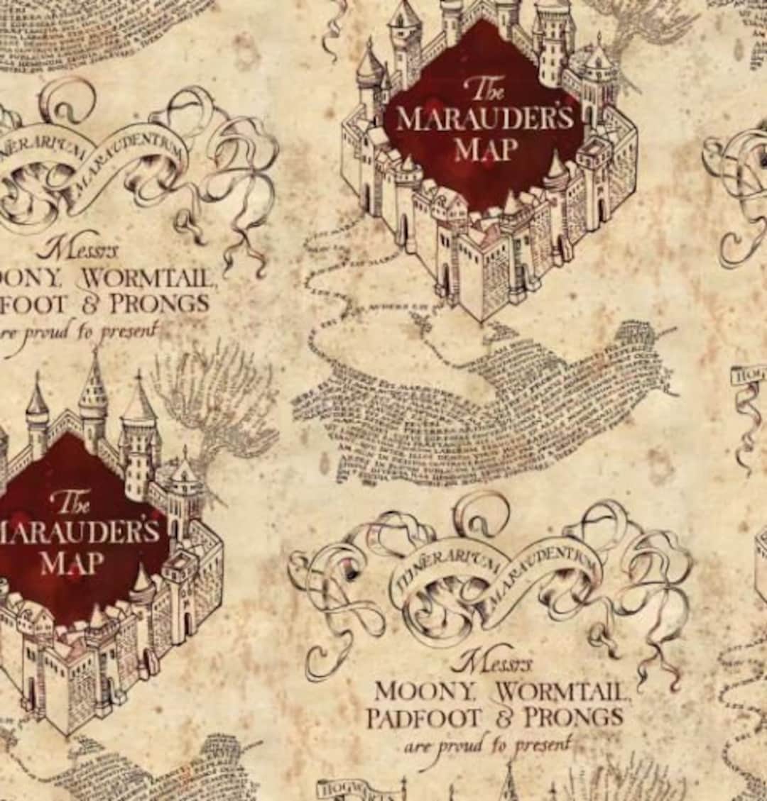 Harry Potter Marauders Map Fabric / by the Yard / Half Yard - Etsy
