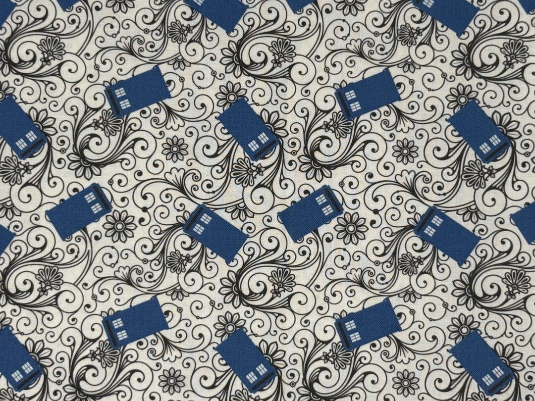 Doctor Who Tardis Floral Fabric / by the Yard / Half Yard - Etsy