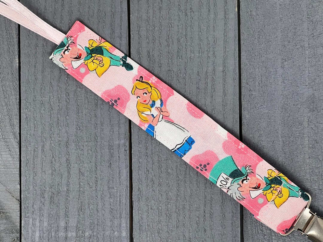 Alice in Wonderland Pacifier Clip / Universal Fabric Binky Holder - Etsy