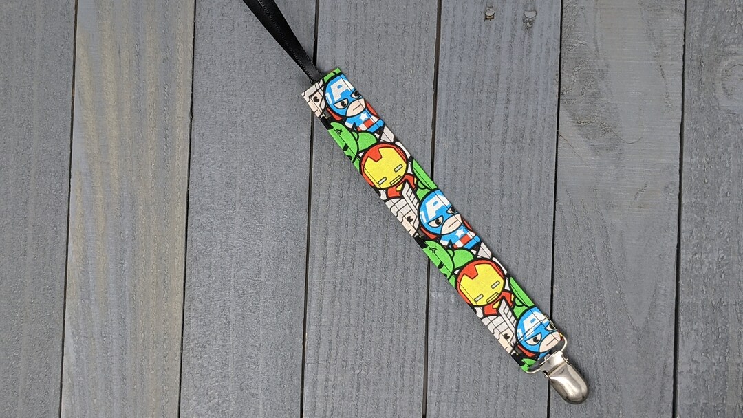 Kawaii Avengers Pacifier Clip / Universal Binky Holder / Superhero Baby ...