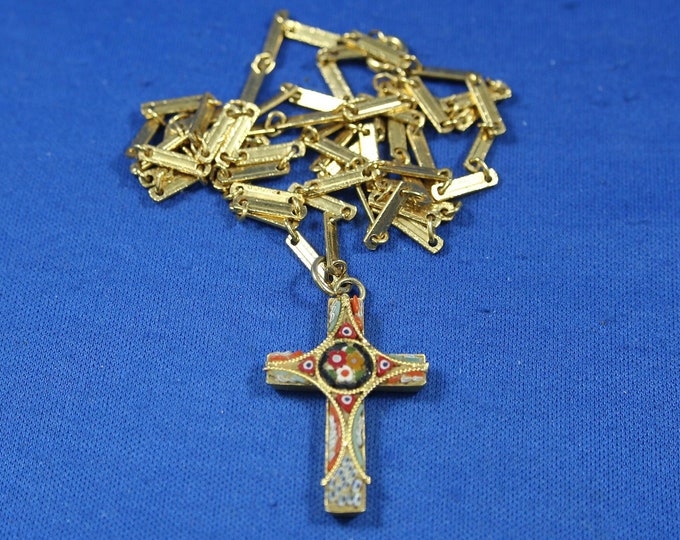 Micro Mosaic Cross Necklace, Vintage Estate Jewelry, Collectible ...