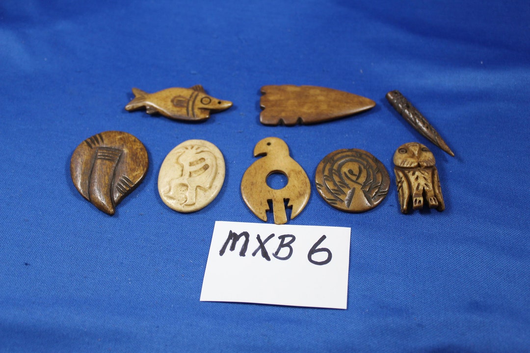 Carved Bone, Natural Bone, Bone Pendants, Mixed Bag Bone Items, Dark ...