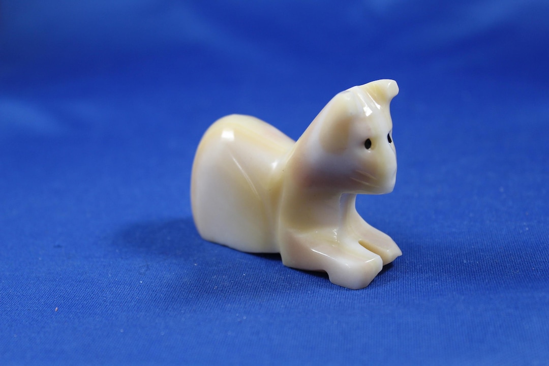 Yellow / Orange Carved Onyx Cat Figurine - Etsy