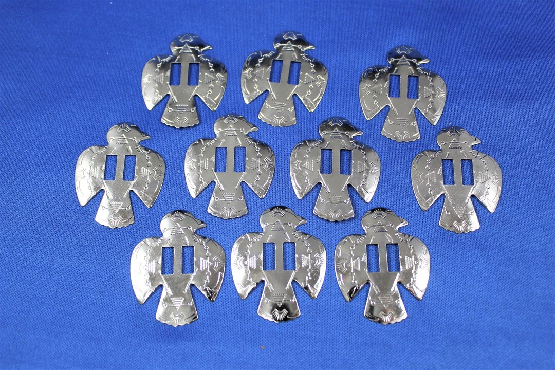 Thunderbird Conchos, Lot of 10, 1 3/8" X 1 3/4", Silver Metal Conchos ...
