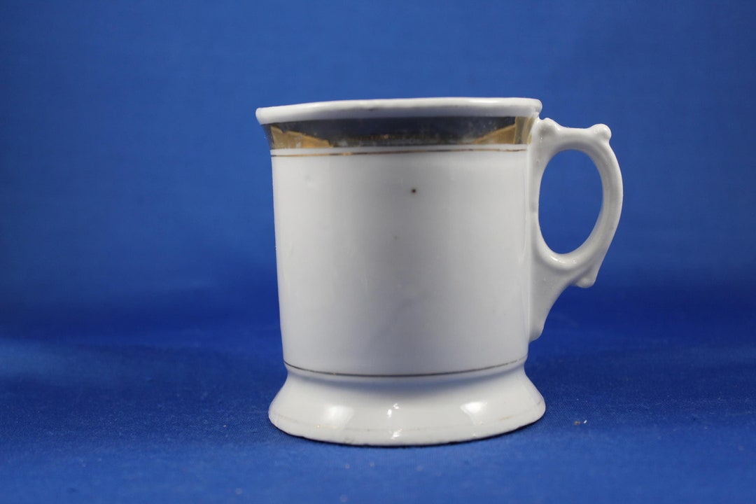 Vintage Shaving Scuttle Cup, White With Gold Trim, Antique Barbershop ...