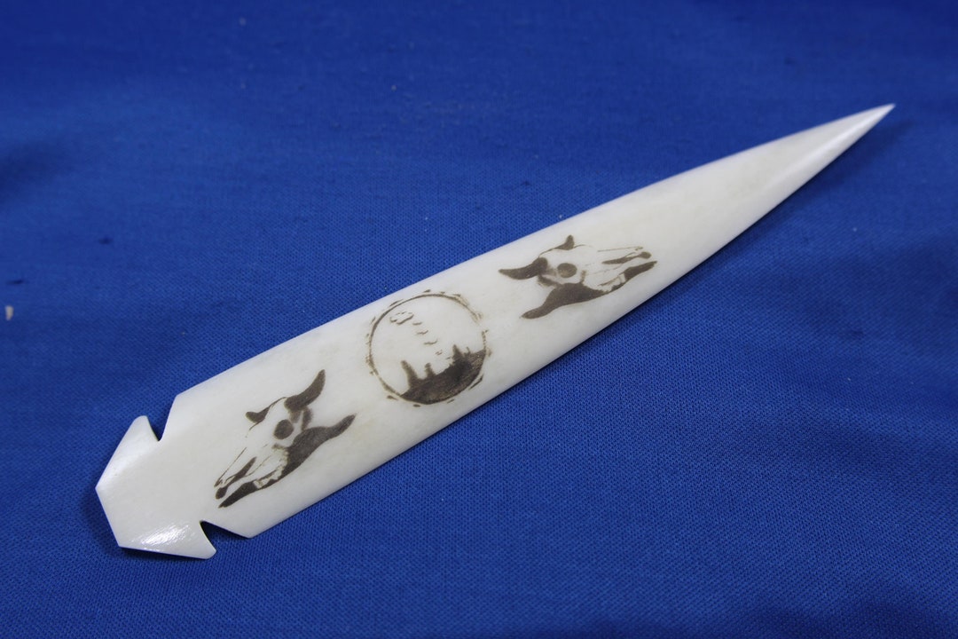 Etched Steer Skull Design, Bone Spear Point, 7 Inch, Bone Comes From ...