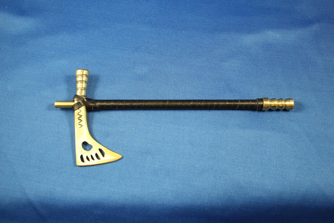Mini Tomahawk Pipe, Black Leather Wrapped, Native Inspired Decor, Small ...