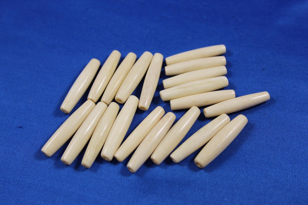 1 1/2" Inch Antiqued Bone Hairpipe, Qty of 20, Bone Comes From Oxen ...