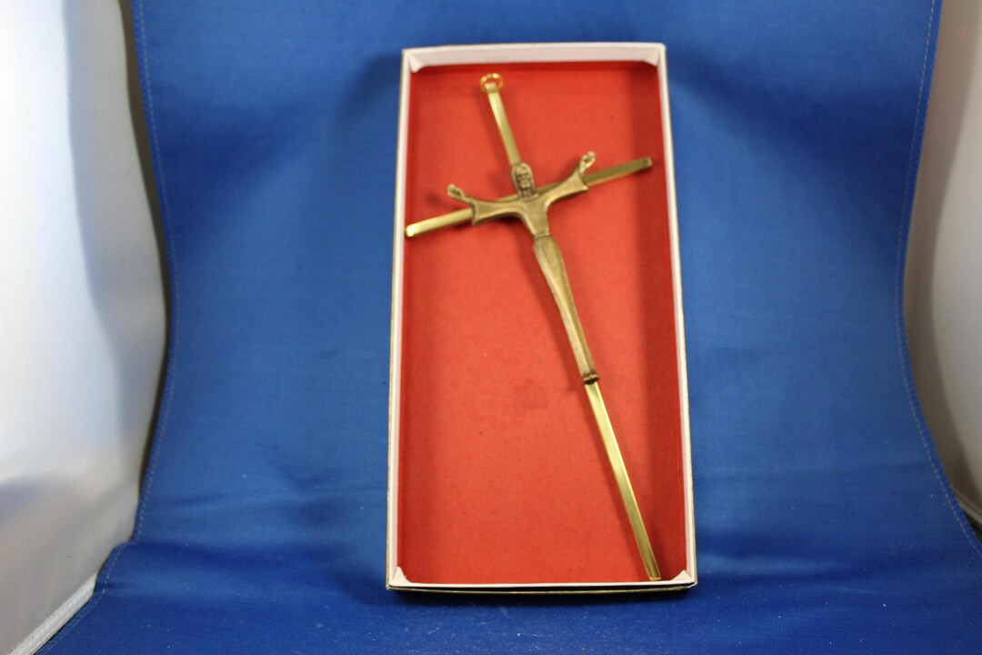 Vintage Brass Wall Crucifix, Wall Mount Cross, Christ in Full Robe ...