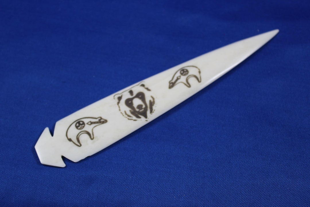 Bone Spear Point Zuni Bear Design, Tribal Design, Bone Comes From Oxen ...