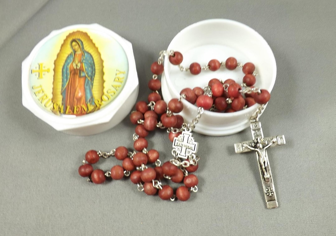 Jerusalem Rosary With Red Wooden Beads, Estate Jewelry - Etsy