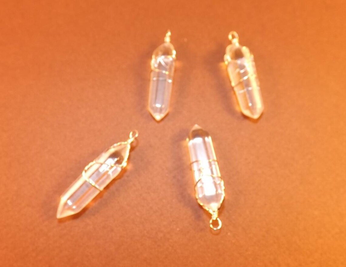 Natural Quartz Crystal Pendant, Wire Wrapped Pendant, Double Point ...