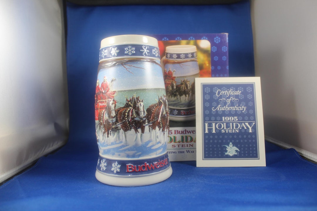 1995 Budweiser Christmas Stein in Box, Lighting the Way Home, CS263 ...