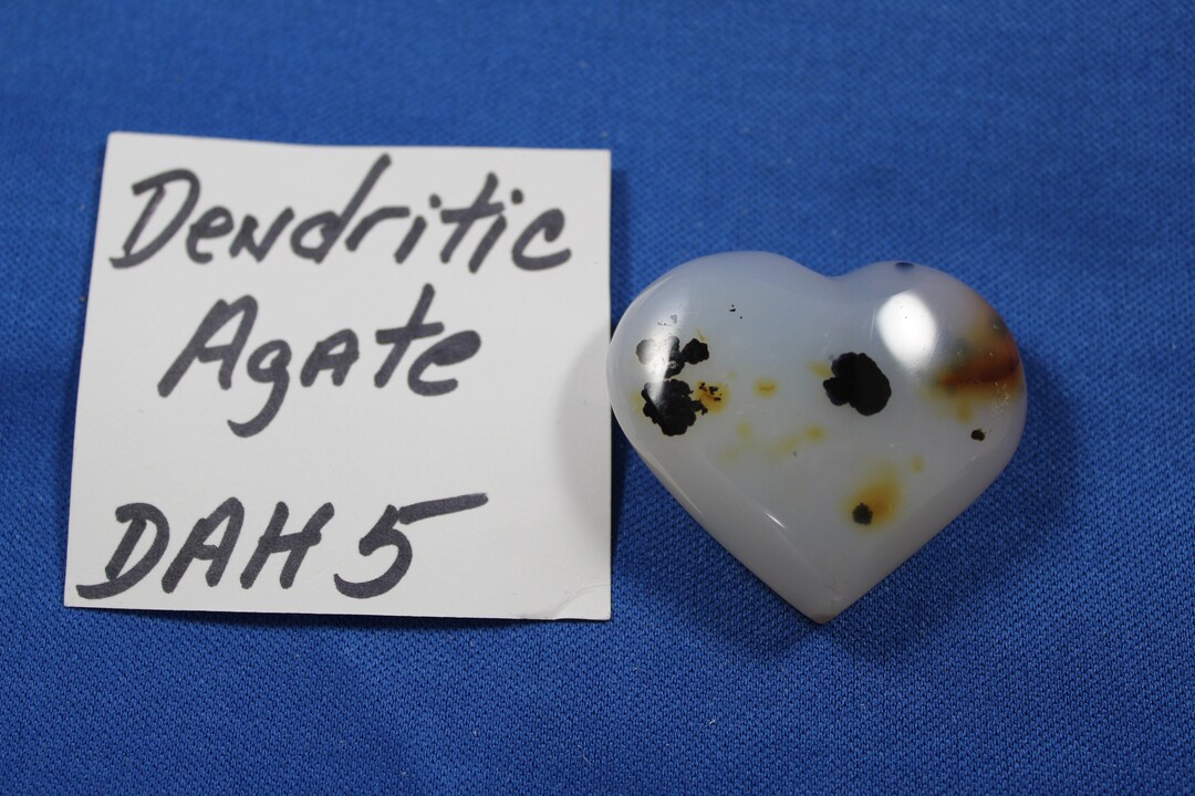Dendritic Agate Heart, DAH#5, Polished Natural Agate, Approx. 42 Mm ...
