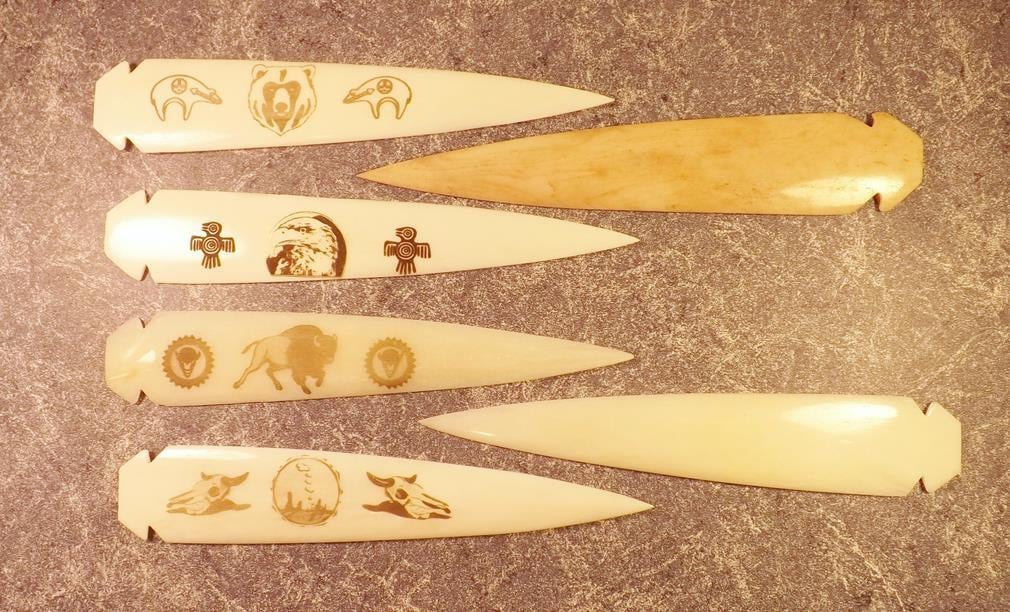 Model Making 7 inch Spear Etched Steer Skull Design Native American ...