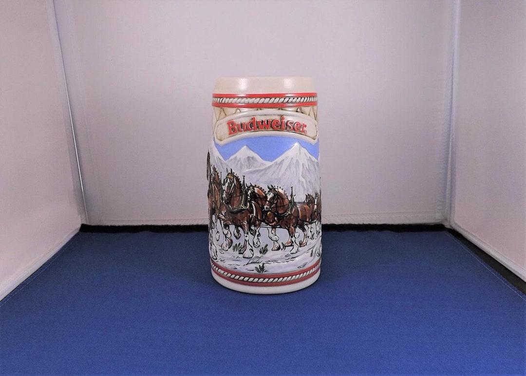 1985 Budweiser Stein, Covered Bridge Stein, CS63, Christmas Holiday ...