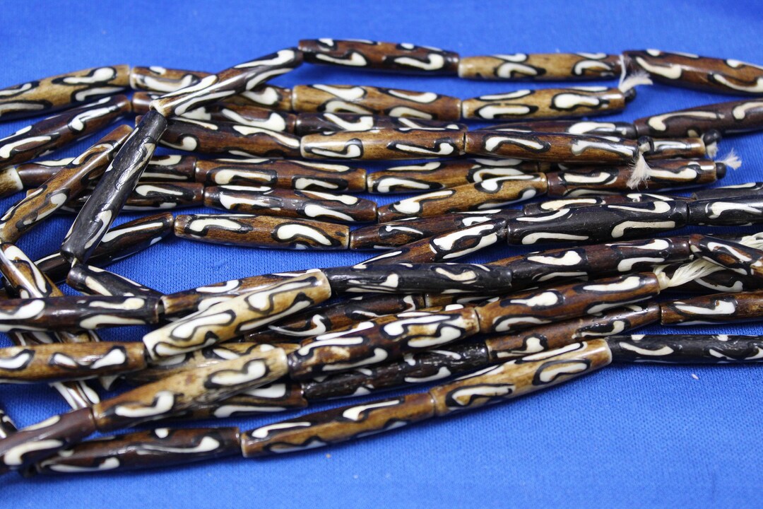 11 Mud Bone Beads, MB6 - 1.5, 1 1/2", Bone Comes From Oxen / Water ...