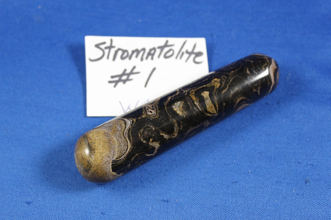 Stromatolite Stone Wand, SW-1, Earth Stone, Polished Wand, 102mm Stick ...