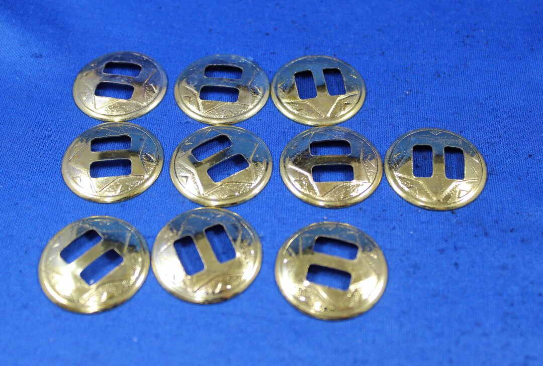 Small Round Conchos, Lot of 10, 1", Gold Tone Metal, Embossed Concho ...