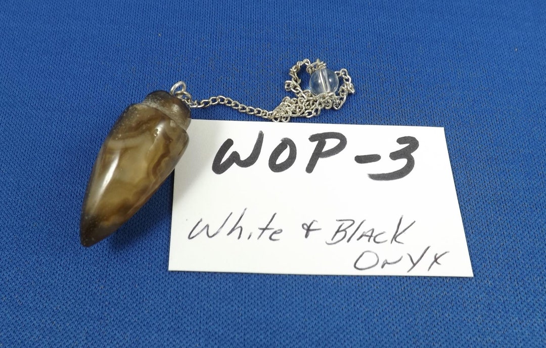 White & Black Onyx Pendulum, Pendant, Chain and Crystal Bead, for ...