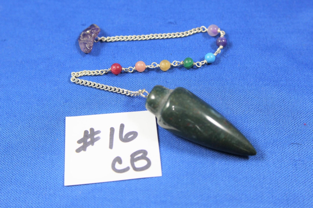 Bloodstone Pendulum, Polished Stone Pendant, Bloodstone, Chain With ...