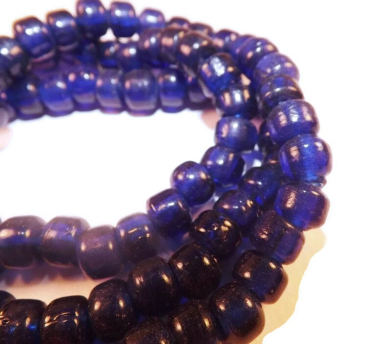 Blue 9mm Crow Beads, Translucent Glass Beads, Approx. 100 Bead Strand ...