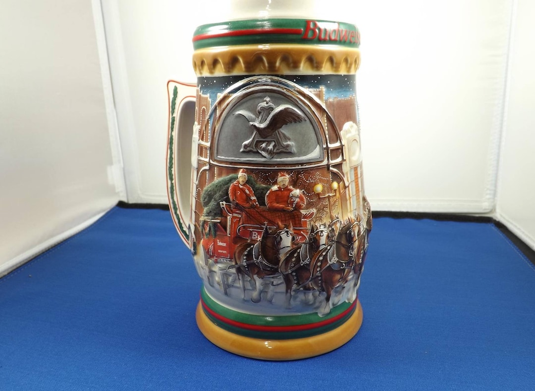 1997 Budweiser Christmas Stein, Home for the Holidays, CS313, Anheuser Busch Collectible, 19th ...