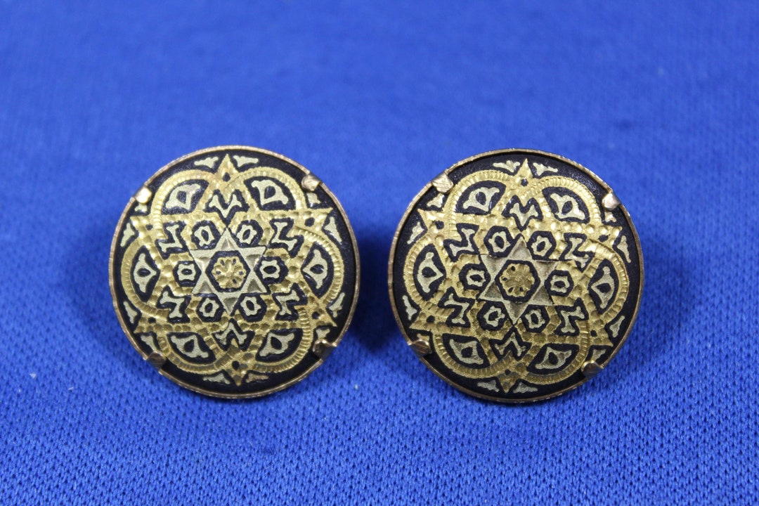 Spanish Toledo Style Clip Earrings, Gold Tone Metal, Great Spanish ...