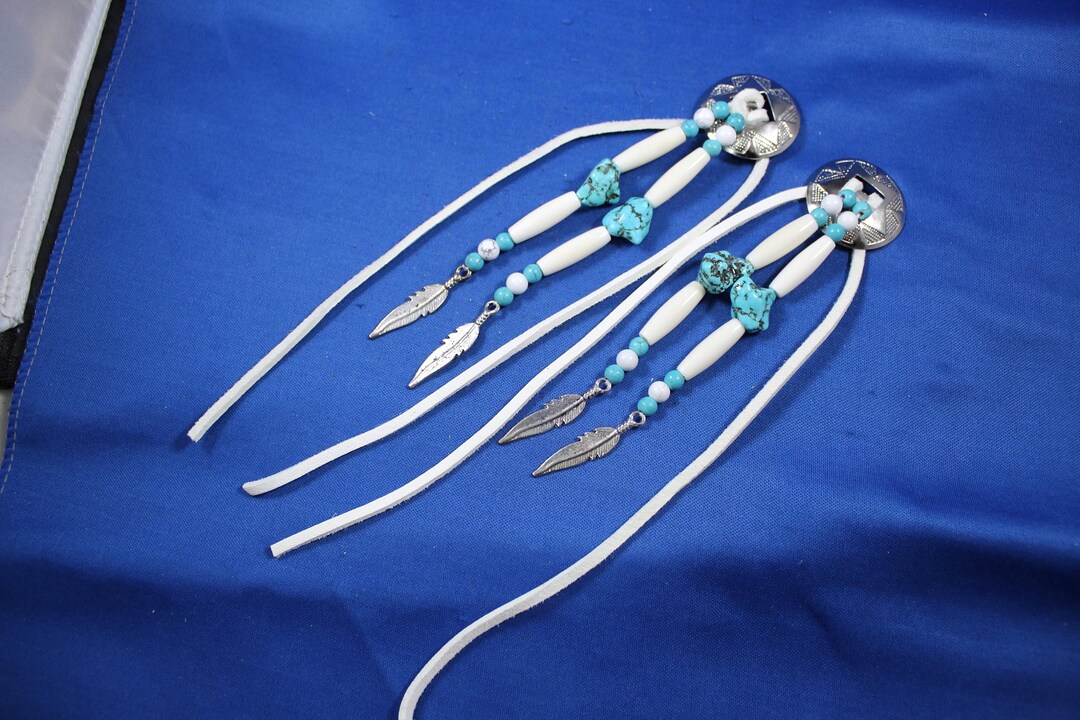 Native American Style Hair Ties, Turquoise Nuggets, American Indian ...