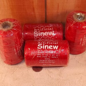 Artificial Sinew - Red - 70lb Strength - 300 Yards, 8oz Spool, Red in ...