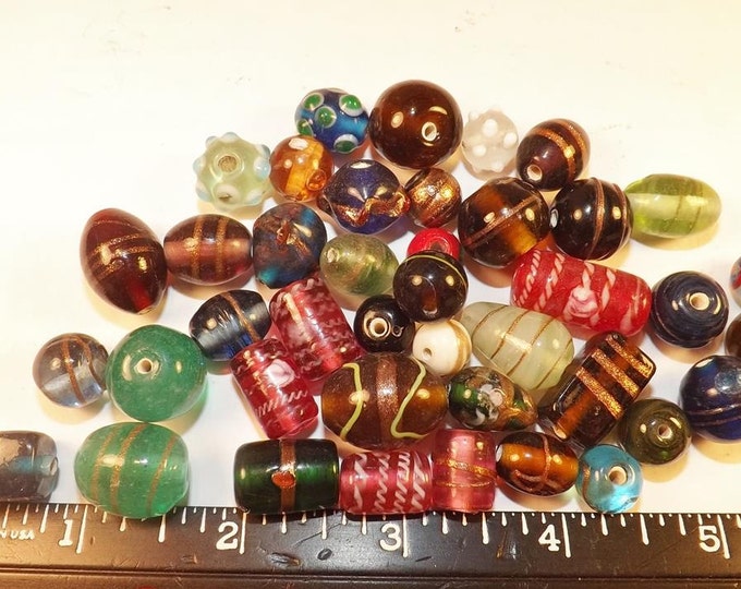 Art Glass Beads, 1/4 Pound, Mixed Glass Beads, Large Beads, Jewelry ...