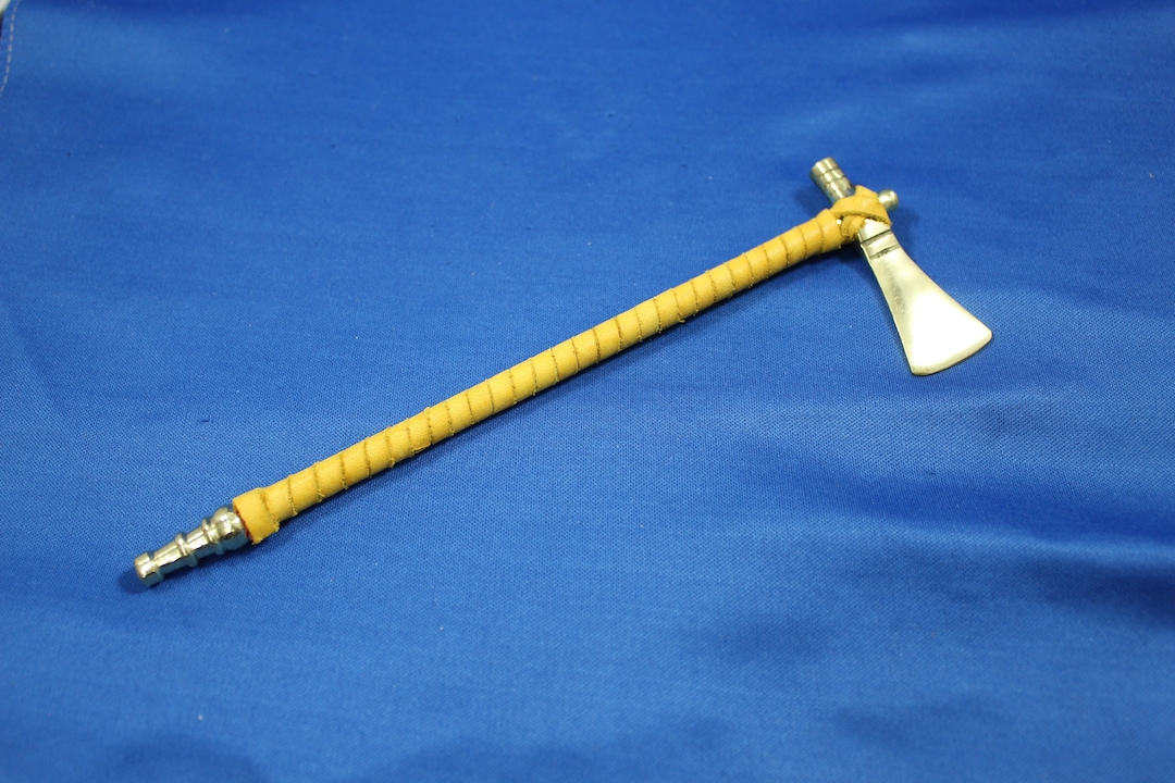 Mini Tomahawk Pipe, Golden Brown Leather Wrapped, Native Inspired Decor ...