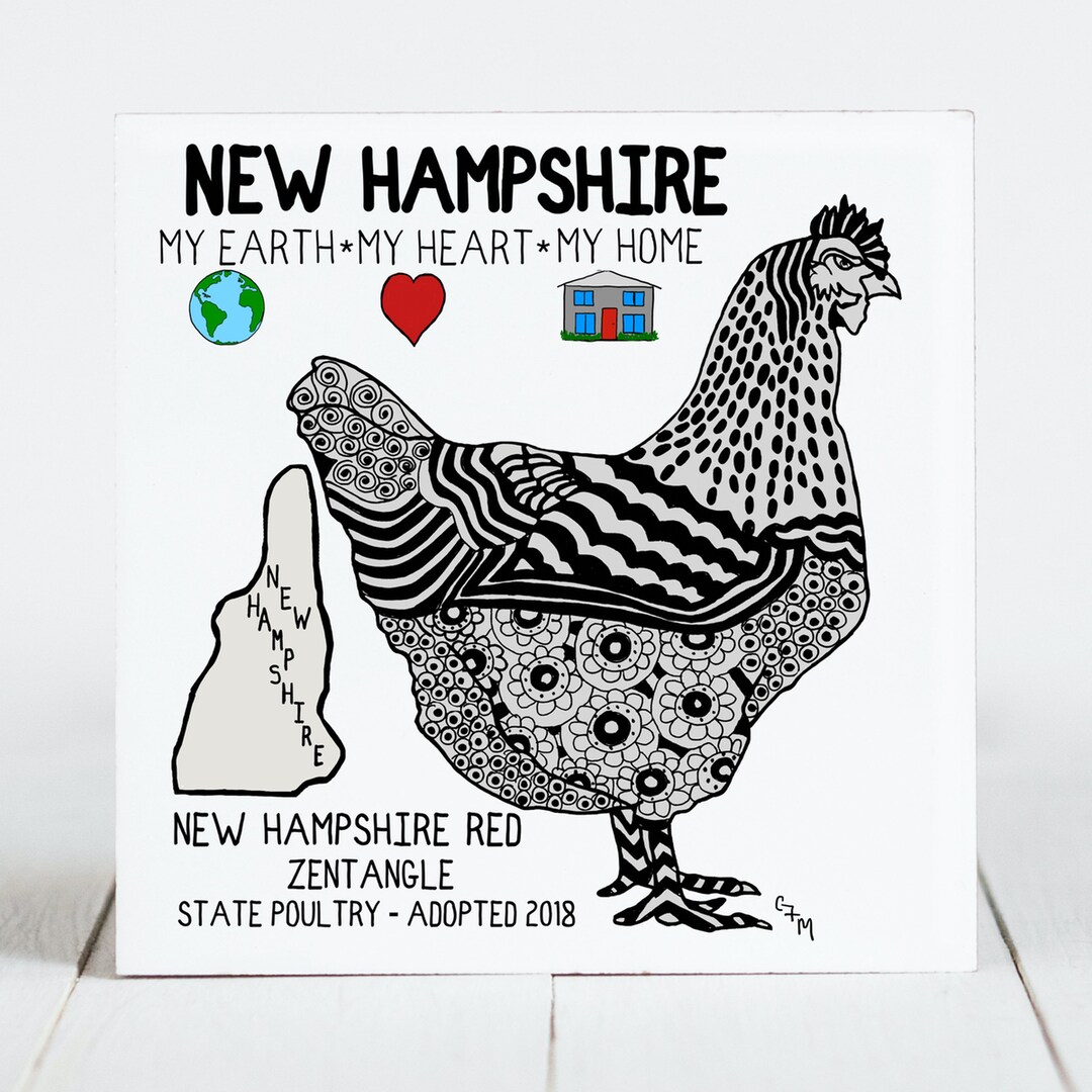 Ceramic Coaster New Hampshire State Symbols Red Hen - Etsy