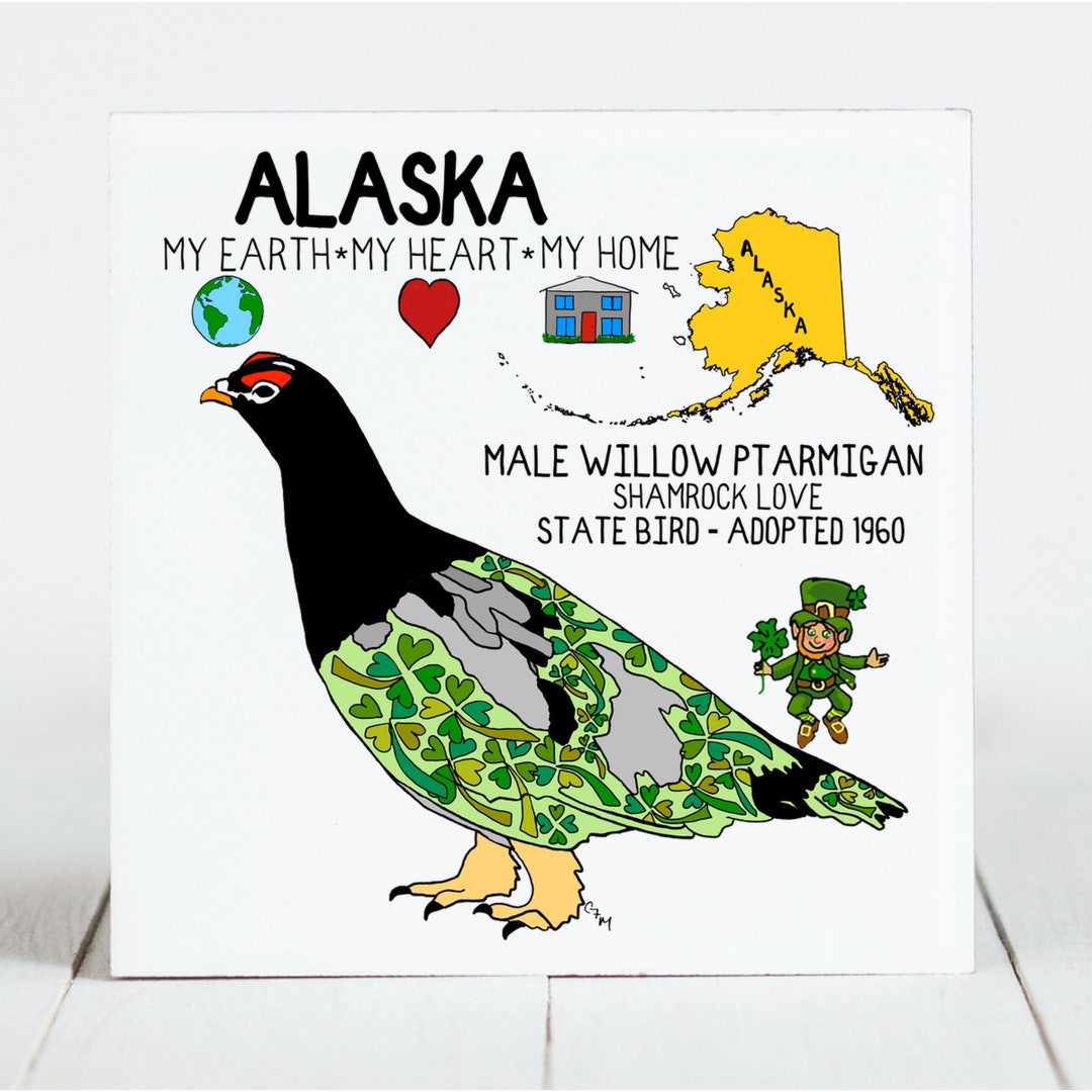 Ceramic Coaster, Alaska, State Symbols Series, Male Willow Ptarmigan ...