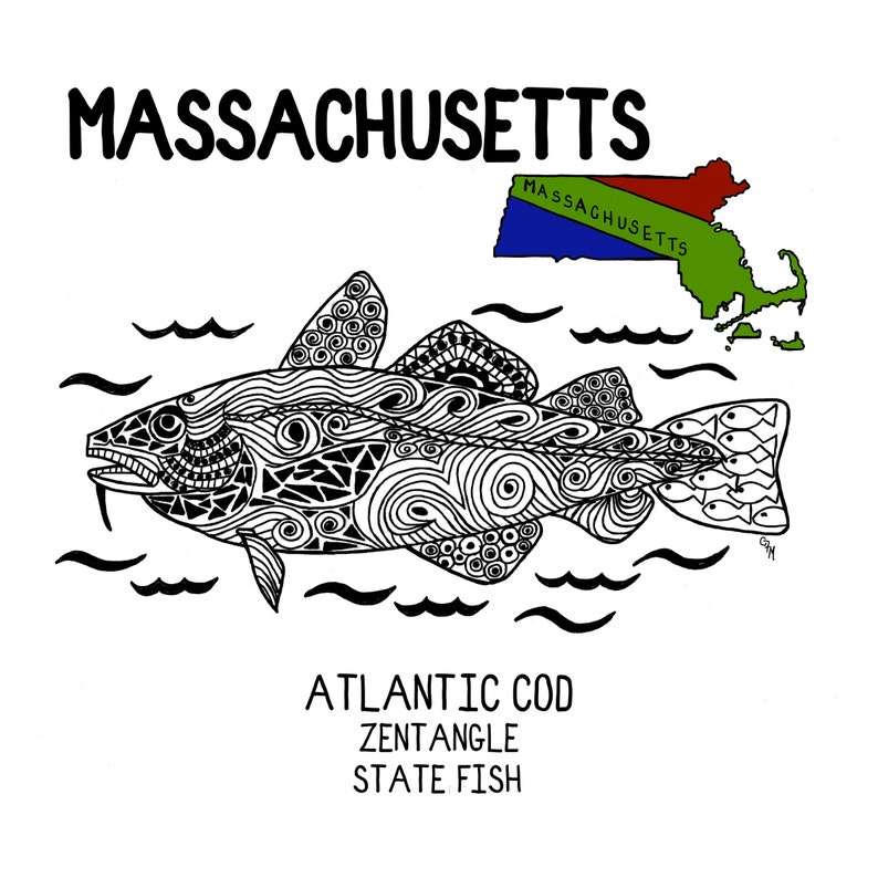 Ceramic Coaster Massachusetts State Symbols Atlantic Cod - Etsy