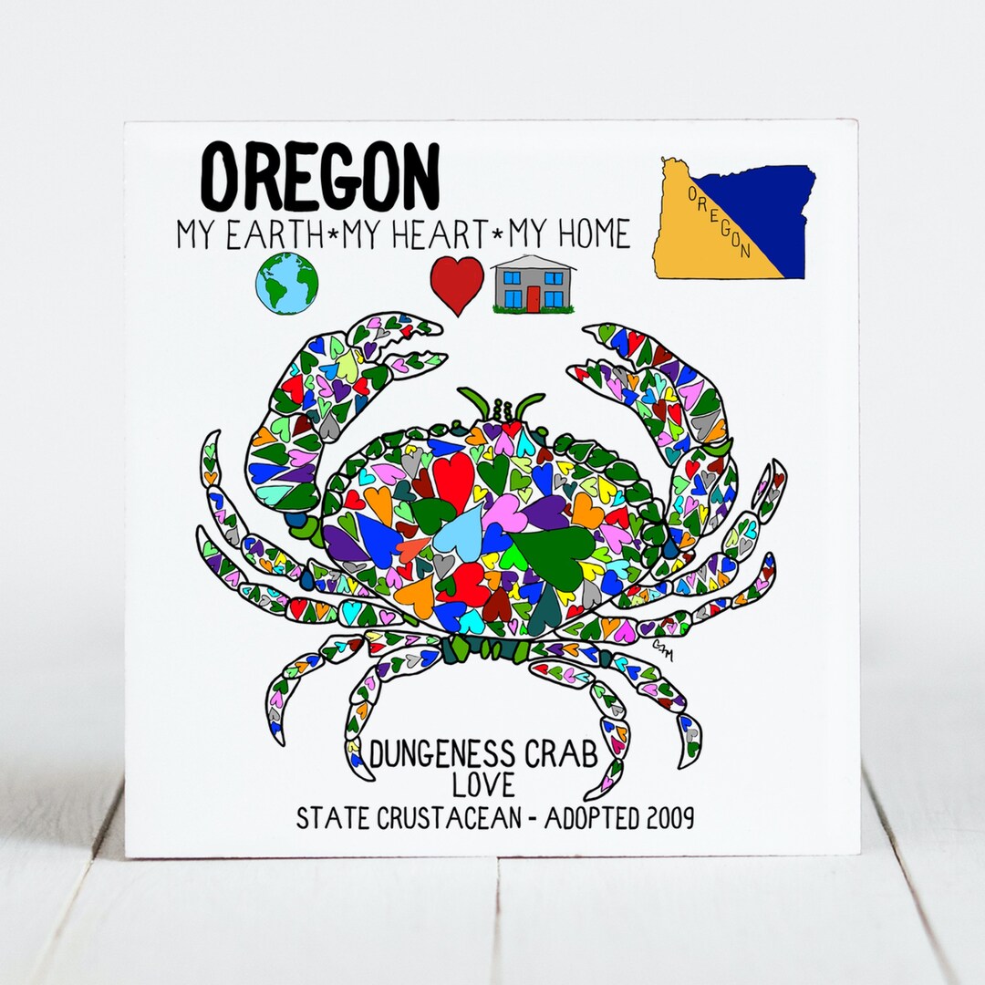 Ceramic Coaster, Oregon, State Symbols, Dungeness Crab, Love, Ceramic ...
