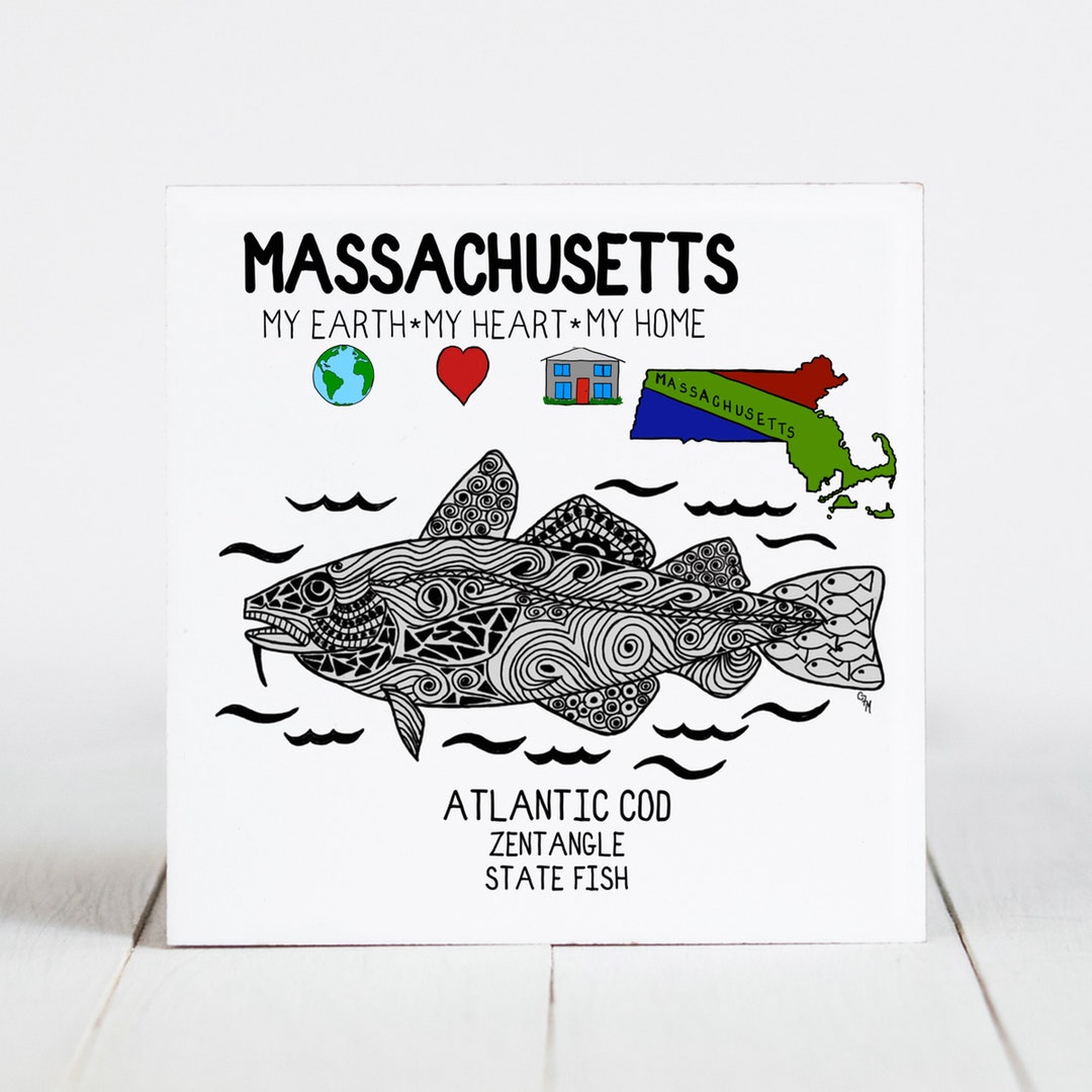 Ceramic Coaster Massachusetts State Symbols Atlantic Cod - Etsy